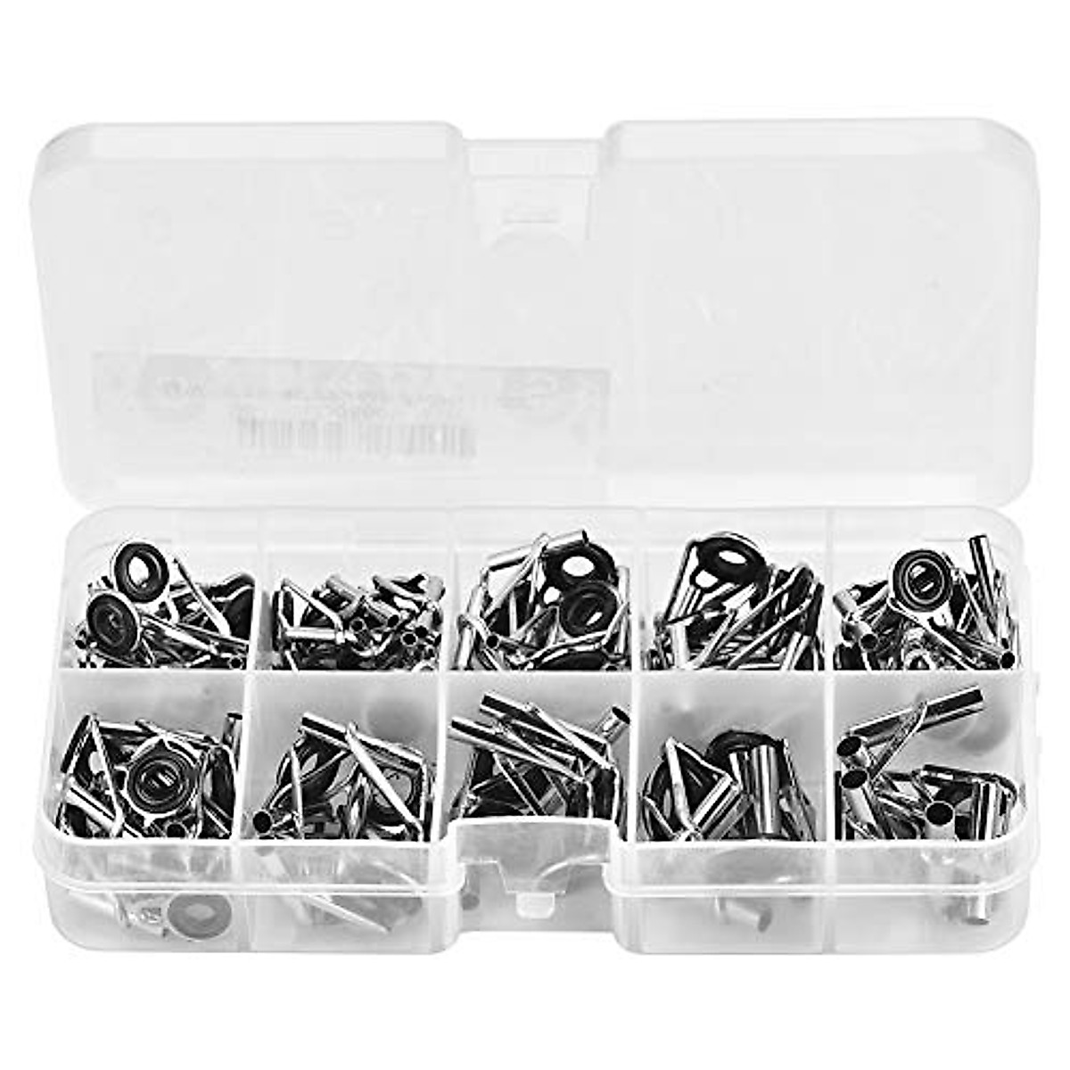 Demeras 80Pcs Fishing Rod Guides Fishing Rod Tip Repair Kit Leo Fishing Rod Rings Tips Set in 10 Sizes Replacement Accessory