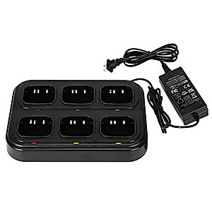SAMCOM Six Way Charger Multi Unit Rapid Gang Charger Station with Removable AC Adapter Compatible with FPCN30A Walkie Talkie and Battery (1 Pack)