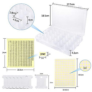 Caydo 36 Grids Plastic Embroidery Floss Cross Stitch Organizer Box with 124 Hard Plastic Floss Bobbins, 552 Floss Number Stickers and 165Blank Stickers(Full Set)