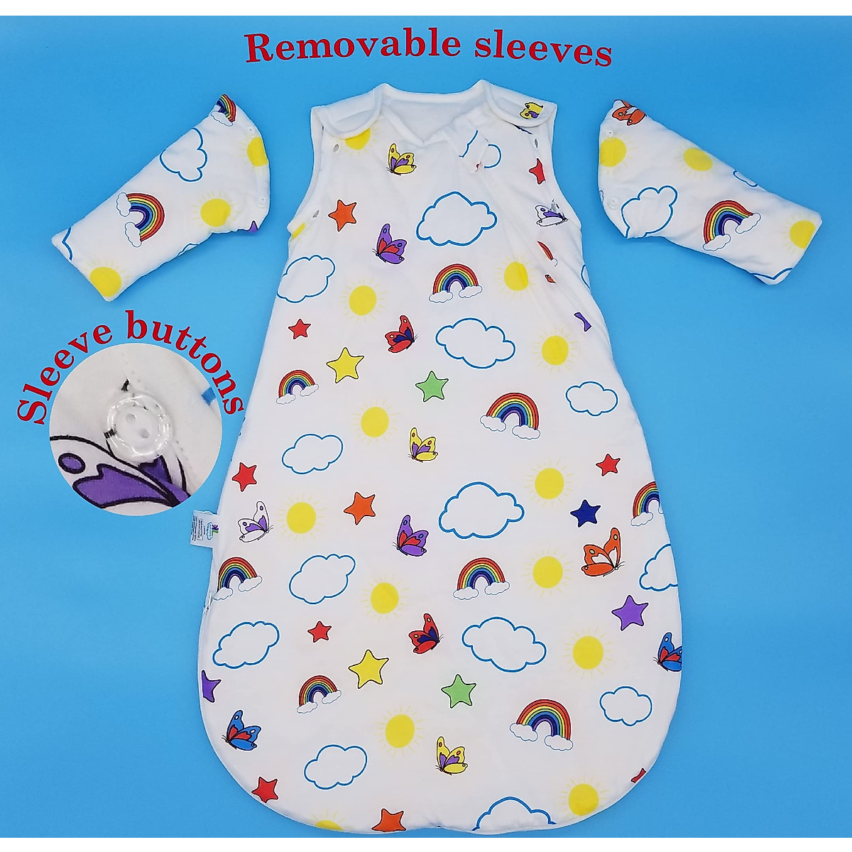 Baby Sleeping Sack and Blanket Bundle | Baby: 0-6 Months | 100% Organic Cotton | 1.5 TOG | Primary and Secondary Colors Shapes | Unisex (0-6 Months)