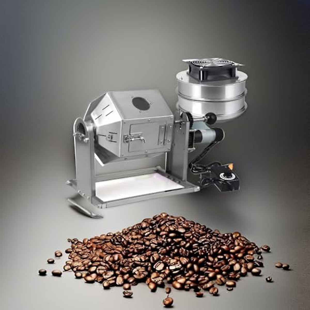 ICZW Coffee Bean Roaster with Coffee Bean Cooler Gas 3.8L Coffee Bean Baker Drum Type Stainless Steel for Home and Commercial Use