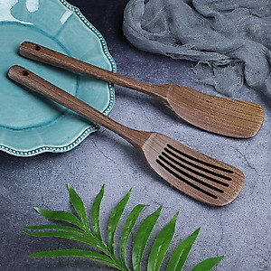 Wooden Spoons Spatula for Cooking，Walnut Wooden Kitchen Cooking Utensil Set 4 Pcs Cookware Household Shovel Spoon Fork Cooking Set Handmade Kitchen Tableware