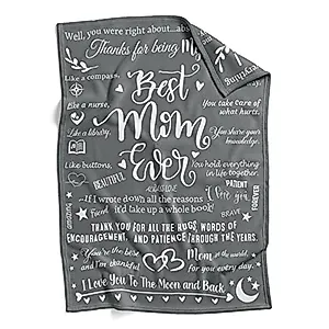 Best Mom Ever Gifts for Mom, Mothers Day Blankets from Daughter Son, Letter Warm Soft Throw Blankets for Mom, Best Mom Ever Blankets, Mom Gifts for Birthday, Mothers Day, 50" x 70"