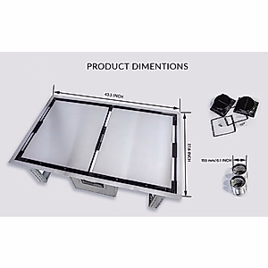 FORNO Arezzo 44” Inch. Built-in Ceiling Range Hood Stainless Steel 1200 CFM Double Motor Fan Perimetric Heat, Recess in Soffit Range Hood Steam Capture with Remote Control