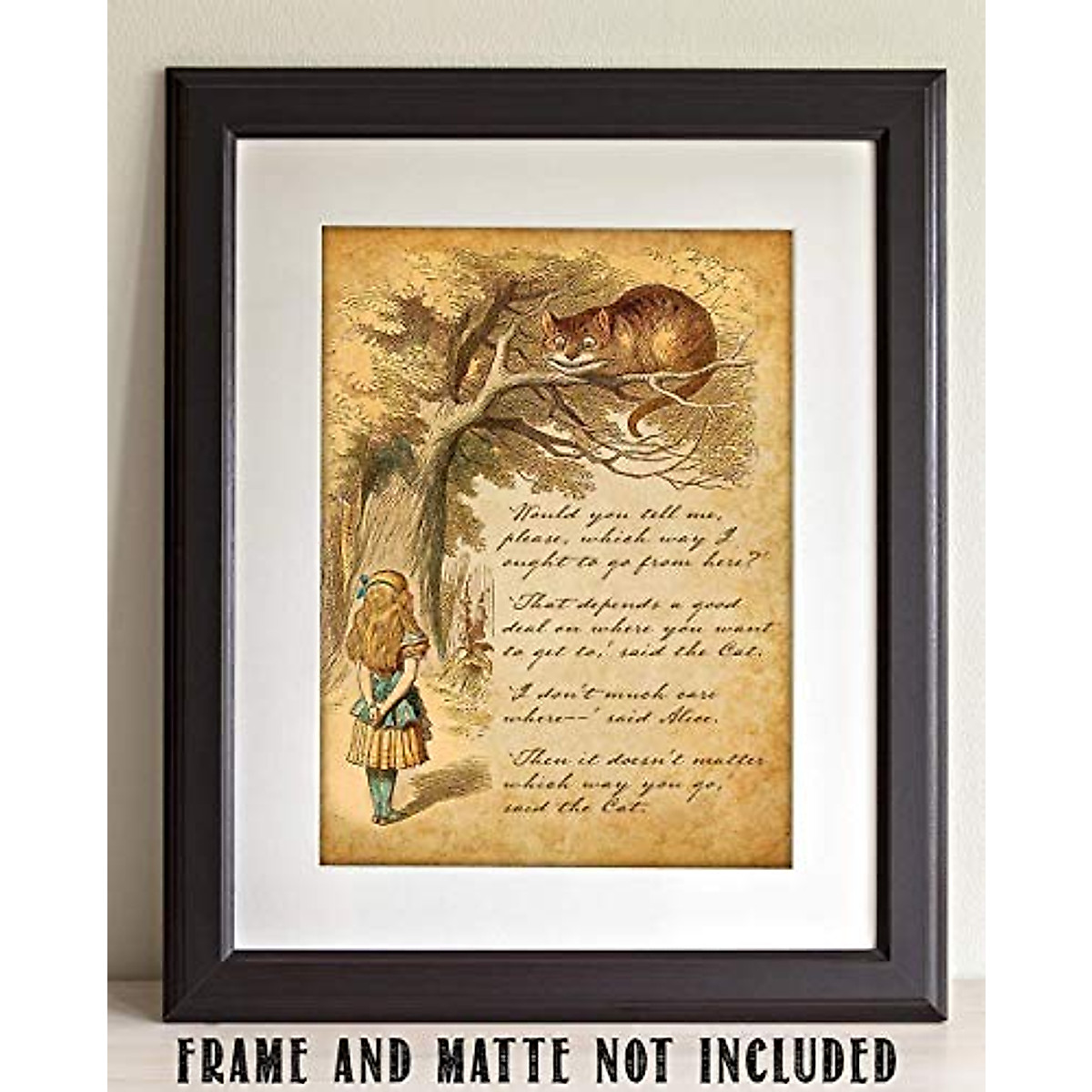 Alice in Wonderland Prints - 11x14 Unframed Wall Art Print Poster - Perfect Alice in Wonderland Gifts and Decorations (Alice Speaks to Cheshire Cat)