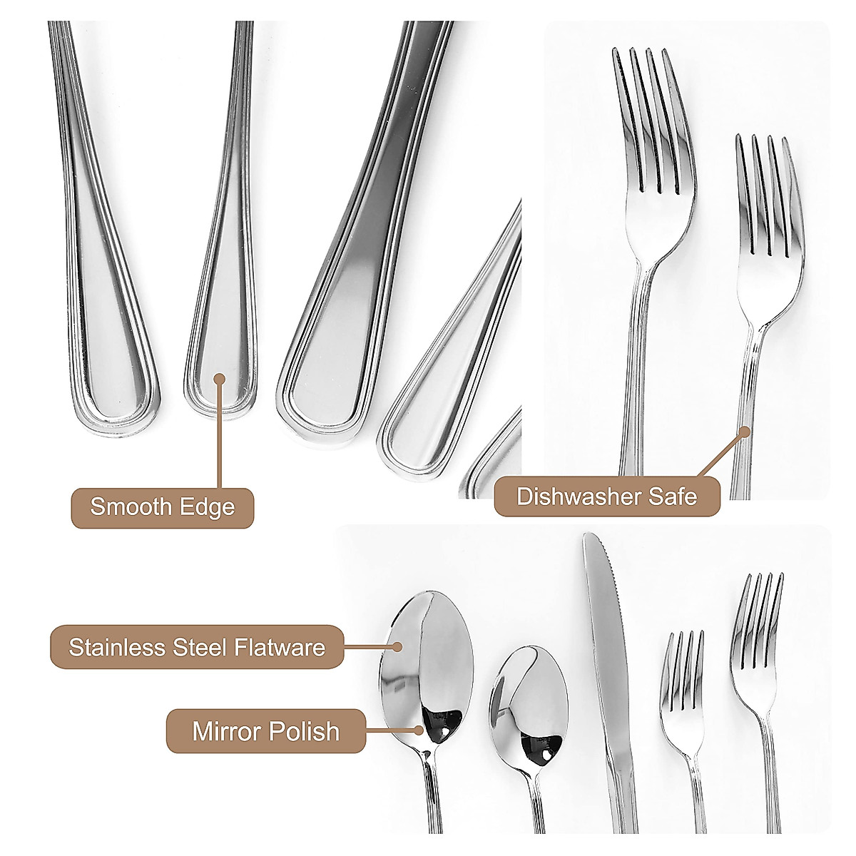 Silverware Set, EVOLUTION TODAYSHOME 20 Piece Stainless Steel Flatware, Service for 4 Cutlery Set Utensils, for Home Kitchen Restaurant, Include Knives Spoons Forks, Mirror Polished, Dishwasher Safe