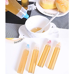UTENEW 5 Pack Honey Plastic Bottles Mini Squeeze Containers Jars for Sauces Ketchup Condiment Oil Dispenser
