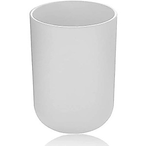 6 Pcs Plastic Bathroom Accessory Set Luxury Bath Accessories Bath Set Lotion Bottles, Toothbrush Holder, Tooth Mug, Soap Dish, Toilet Brush, Trash Can, Rubbish Bin (White)