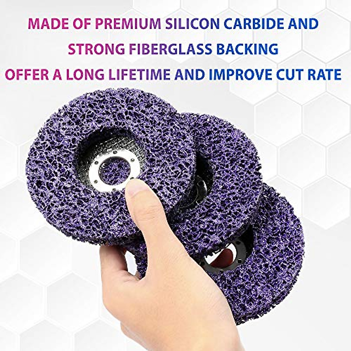 LotFancy Stripping Disc, 6PCS 4 1/2” x 7/8” Quick Easy Strip and Clean Discs, Paint and Rust Remover Stripper for Angle Grinder, Silicon Carbide Abrasive Wheel for Wood Metal Fiberglass, Purple