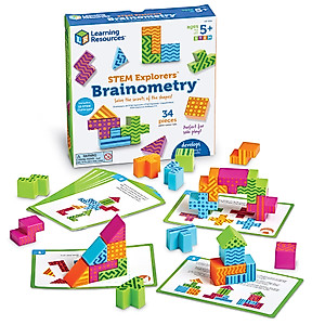Learning Resources STEM Explorers Brainometry - 34 Pieces, Ages 5+ STEM Toys for Kids, Brain Teaser Toys and Games, Kindergarten Games,Back to School