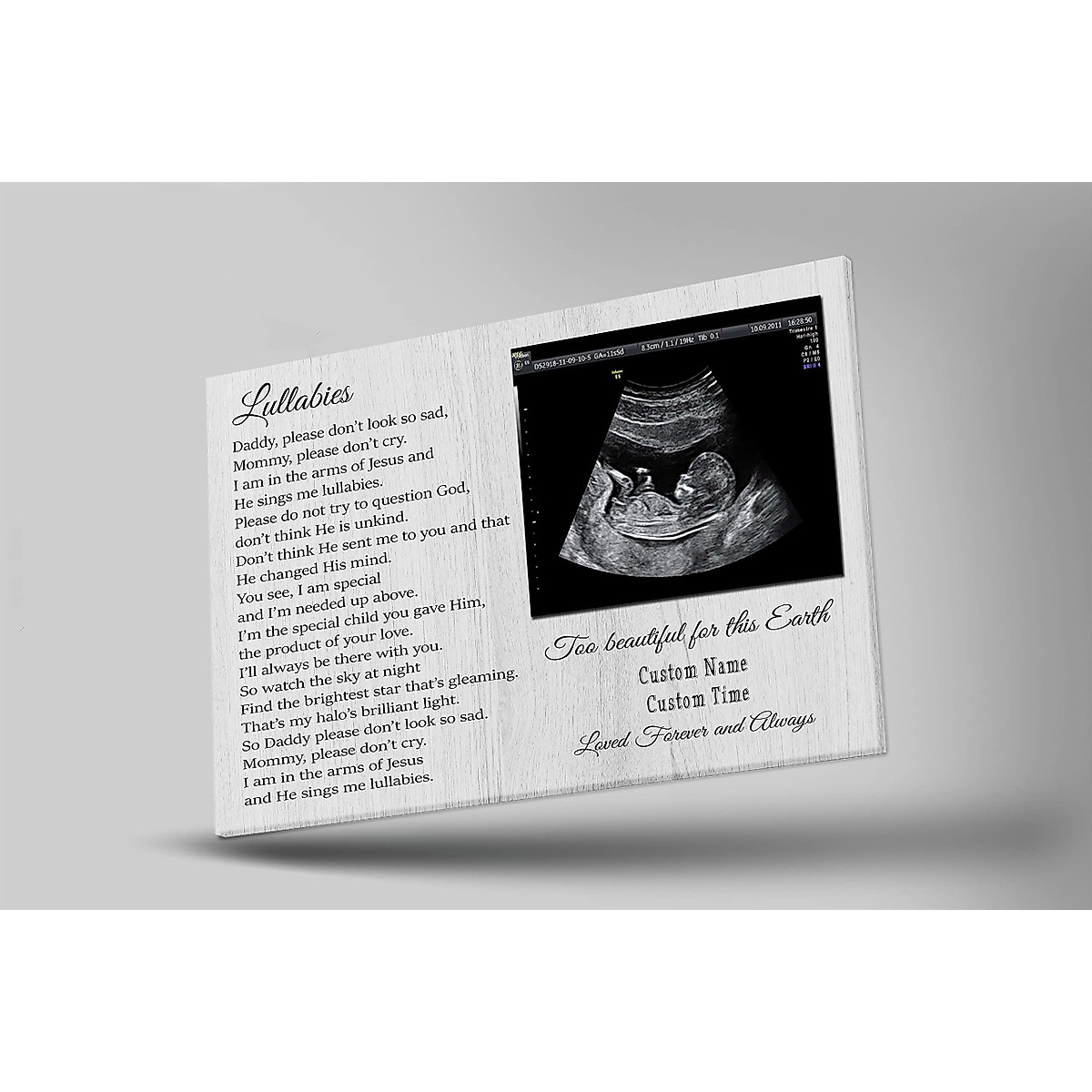 Naughty Puppy Baby Memorial Canvas| Too Beautiful For This Earth Wall Art| Personalized Keepsake Gift Loss of Stillborn Infant Miscarriage| In Loving Memory JC453 (10x8 inch)