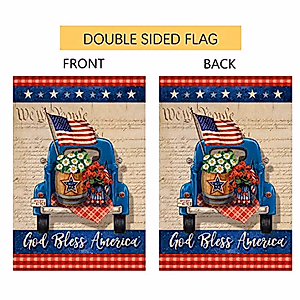 BLKWHT 4th of July Garden Flag God Bless America Vertical Double Sided Independence Day Truck Memorial Day Patriotic Burlap Yard Outdoor Decor 12.5 x 18 Inches A2119