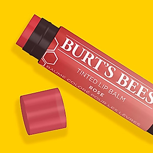 Burt's Bees 100% Natural Tinted Lip Balm, Rose with Shea Butter & Botanical Waxes, 0.15 Oz