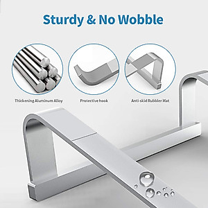 Laptop Stand for Desk，Stable MacBook Pro Stand，Ergonomic Aluminum Computer Riser for 12 13 15 16.2 inch ，Computer Cooling Stand for Mac MacBook Pro Air,HP, Dell, More PC Notebook (Silver)