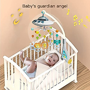 Eners Baby Crib Mobile with Music and Lights, Mobile for Crib with Remote Control, Rotation, Moon and Star Projection, Baby Crib Toys for Boys Girls (Blue)