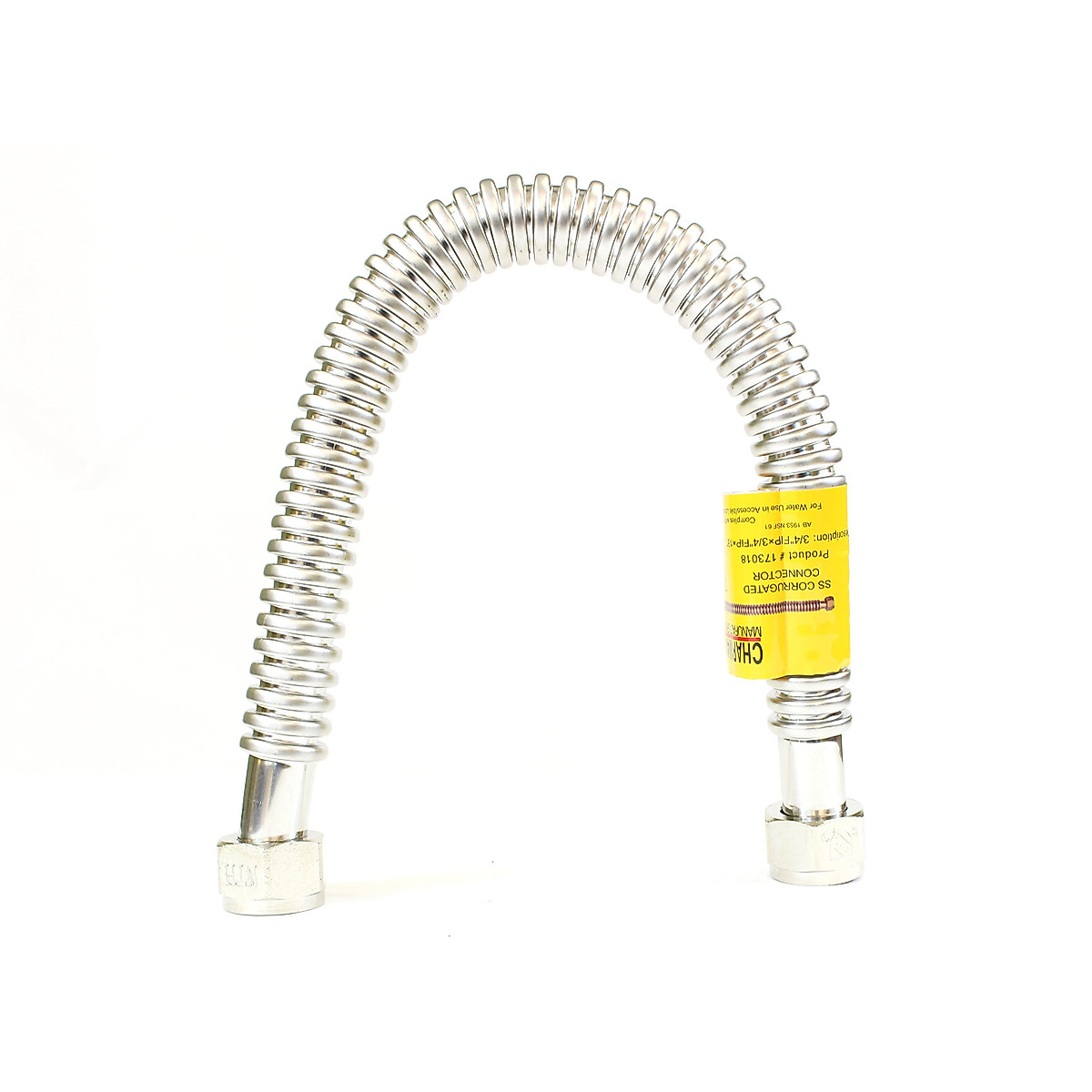 CMI Inc 36” Corrugated Stainless Steel Flexible Water Line, 3/4” FIP X 3/4” Female Threaded, Water Heater Connector, For Water Heater, Water Softener, Boilers, 36 Inches (36 Inch)