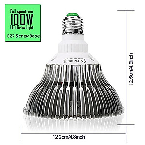 100W Led Grow Light Bulb Full Spectrum,Plant Light Bulb with 150 LEDs for Indoor Plants,E26/E27 Socket,Grow Lamp for Hydroponic Indoor Garden Greenhouse Succulent Veg Flower