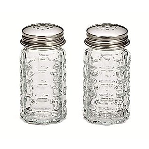Tablecraft Nostalgia Glass Salt and Pepper Shakers with S/S Tops