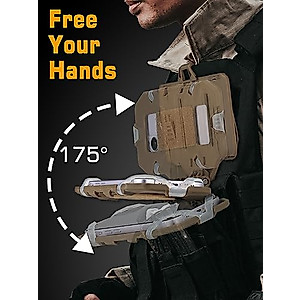 EralcNa Tactical Plate Carrier Vest Attachments, Universal Phone Chest Mount for Screen Size 6.1"-6.7" (tan)