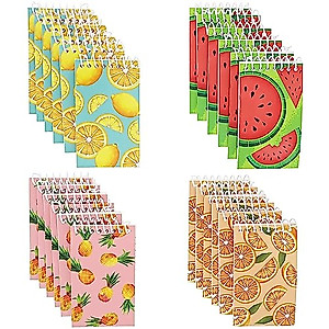 Juvale Mini Spiral-Bound Notebooks with 4 Fruit Designs (3 x 5 Inches, 24-Pack)