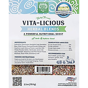 Small Pet Select - Vita-Licious Herbal Blend, a Natural Herbal Treat for Rabbits, Guinea Pigs, Hamsters, Gerbils, and Mice, 2.5oz