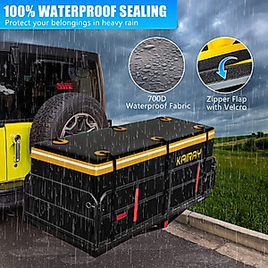KAIRAY 500 Lbs Heavy Duty Hitch Mount Cargo Carrier 60"x24"x14.4" Folding Rear Luggage Rack Basket Fits 2" Receiver for Car SUV Camping Traveling with Stablizer Waterproof Bag Net Ratchet Straps Lock