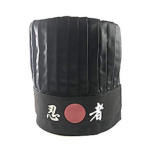 Hibachi Chef Hat with Headband Black