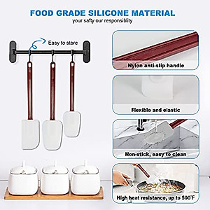 High Heat Resistant Silicone Scraper Spoon Commercial Spatula for Cooking, Rubber Spatula Set of 2, (16.5'')