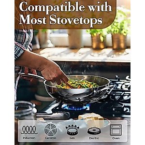 Cooks Standard Wok Multi-Ply Clad Stir Fry Pan, 13" with High Dome lid, Silver