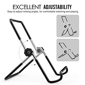 MoKo Foldable Tablet Stand, Adjustable Portable Metal Holder Cradle for 9-12.9" Tablets, Compatible with iPad Pro 11/12.9 2022, iPhone 14/14 Plus/14 Pro Max,Fit with Steam Deck, Black