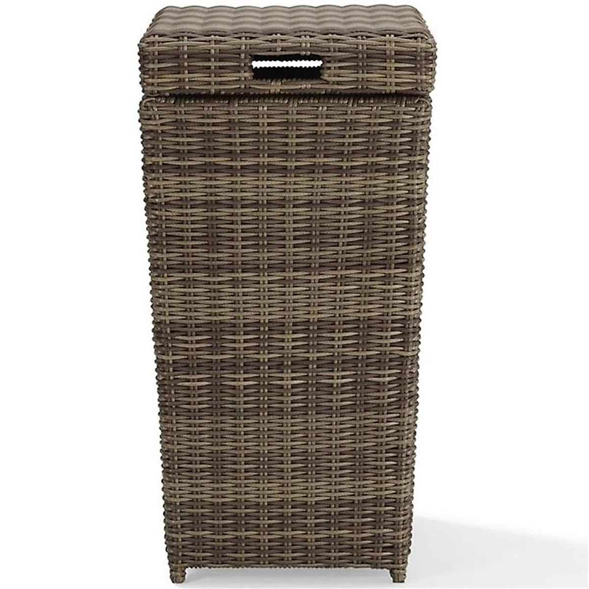 Afuera Living Modern Wicker Patio Trash Can in Weathered Brown