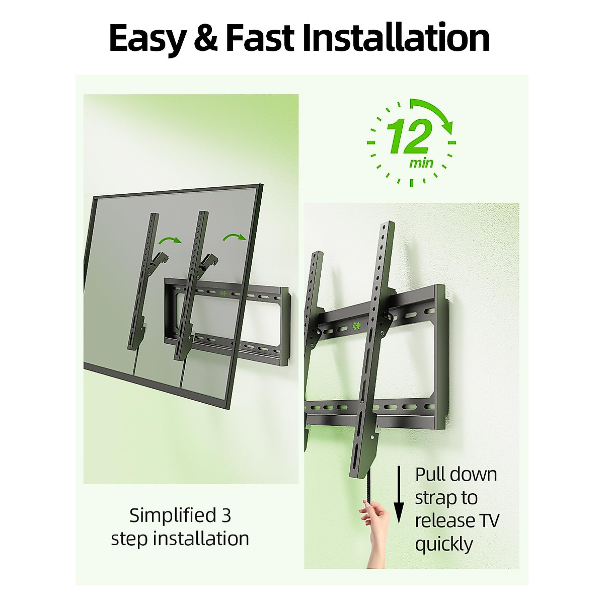 Tilting TV Wall Mount Low Profile for Most 26-55" Flat Screen LED, LCD, Curved TVs, Tilt TV Mount Bracket VESA 400x400mm- Holds Up to 99lbs, Easily Lock and Release to Mount on 12" or 16" Stud