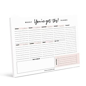 Bliss Collections Weekly Planner, You've Got This, Undated Tear-Off Sheets Notepad Includes Calendar, Organizer, Scheduler for Goals, Tasks, Ideas, Notes and To Do Lists, 8.5"x11" (50 Sheets)