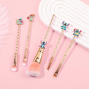 Stich Makeup Brushes Set, WeChip Anime Stich Make Up Brush Set, Stich Stuff for Girls Women（5pcs）