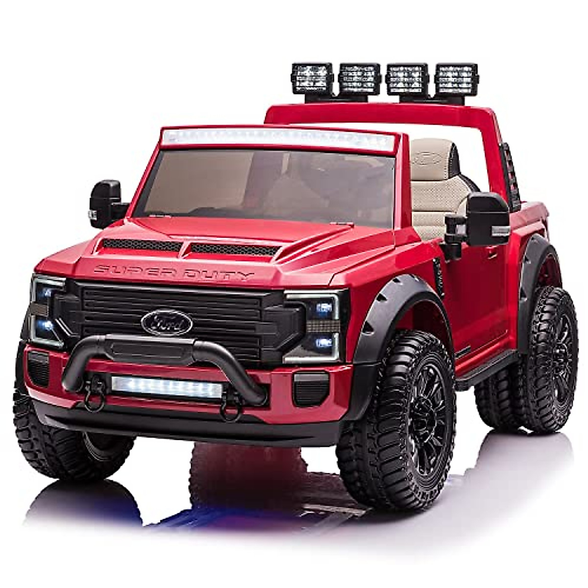 Moderno Kids Ford F450 2 (Two) Seater 24V Power Children Ride-On Car Truck with R/C Parental Remote Control + EVA Foam Rubber Wheels + Leather Seat + Bluetooth MP3 FM Radio Music Player + LED Lights