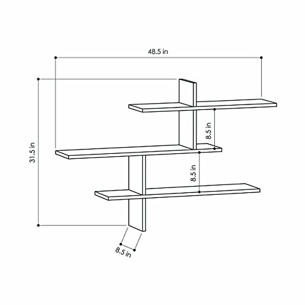 Ada Home Décor Webster Wall Shelf, 48.5'' x 31.5'' x 8.5'', Burgundy