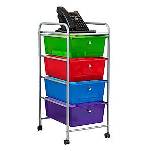 Mind Reader Rolling Storage Cart and Organizer with 4 Plastic Drawers