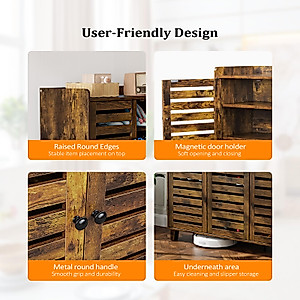 VINGLI Large Shoe Cabinet with 3 Doors 6-Tier Ultra Wide Shoe Cabinet Storage for Entryway 30 Pairs Tall Shoe Organizer Cabinet Wooden Farmhouse Shoe Rack Cabinet Rustic Brown