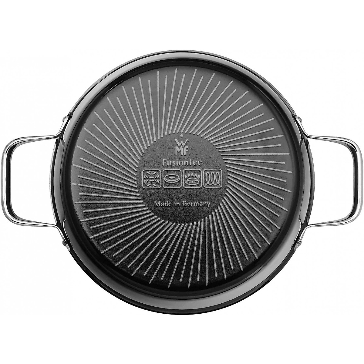 WMF Fusiontec Aromatic Cooking Pot Large 22 cm Stewing Pot Induction 3.1 L Lid with Condensation Knobs High-Tech Ceramic Stackable Scratch Resistant Black