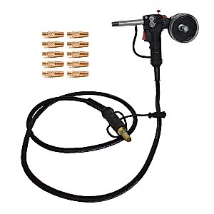 PreAsion Aluminum Spool Gun Fit Spoolmate 100 Series Miller Millermatic 180/300371 Millermatic 140 180 211 with 10pcs Contact Tips Welding Torch Welding Machine with 9.8ft Cable DC24V