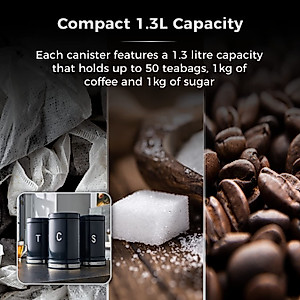 Tower T826171MNB Belle Set of 3 Canisters, Tea/Coffee/Sugar Storage, Midnight Blue