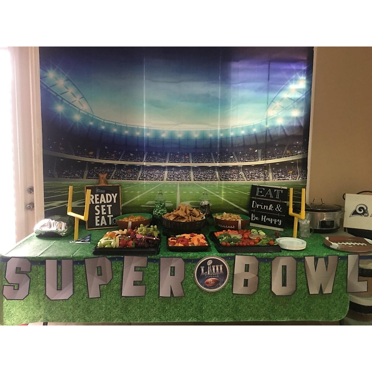 RUINI Football Field Photography Backdrop Football Field AuditoriumLight Themed Party Backdrop 9x6FT