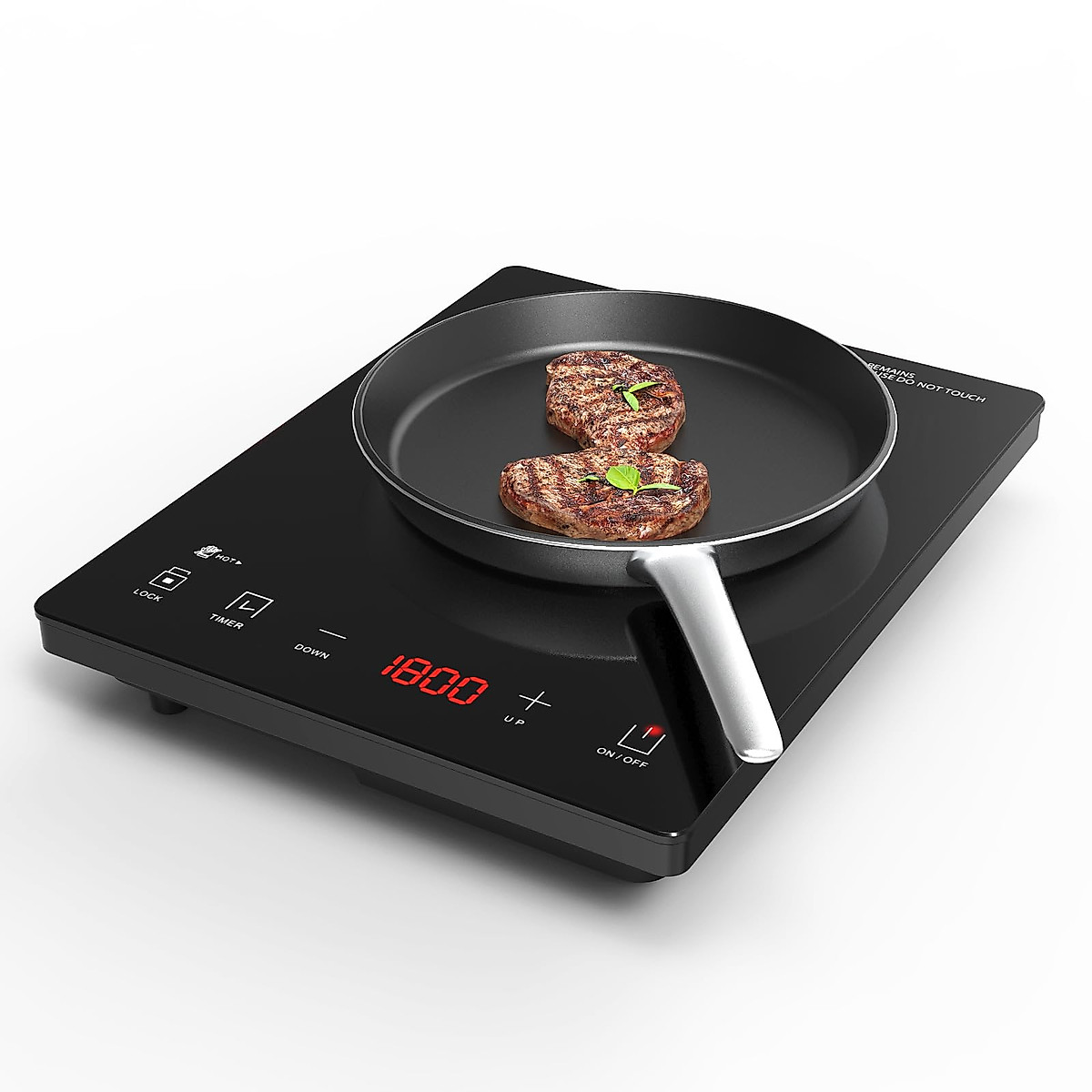 KOCONIC Upgraded to 1800W Single Burner,Electric Cooktop,Hot plate for cooking,Electric Stove With Timer and Touch Control,No Radiation to Protect Family Health,Newest model of 2023