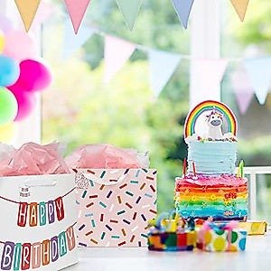 Beautiful Birthday Gift Bags Set of 2 - Large 16" Bags with Handles incl. Matching Tissue Paper, Cards & Stickers - Reusable and Perfect For Presents of Any Girls/Boys Kids Party & Special Occasion