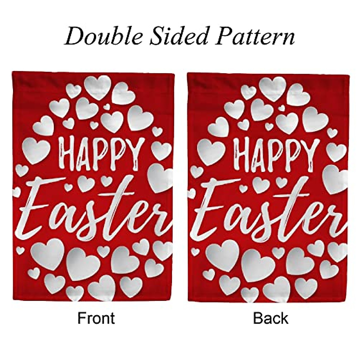 My Little Nest Seasonal Garden Flag White Hearts Happy Easter Egg Double Sided Vertical Garden Flags for Home Yard Holiday Flag Outdoor Decoration Farmhouse Banner 28"x40"