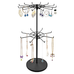 APL Display Heavy Duty Adjustable Two Tier Counter Top Spinner Display Stand, Black