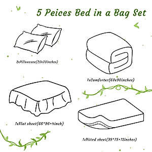 NTBAY Twin Comforter Set with Sheets, 5 Pieces Soft and Breathable Twin Bedding Set, Twin Bed in a Bag, Down Alternative Comforter Set Solid Color All Season, Kids Bedding Set, Navy Blue