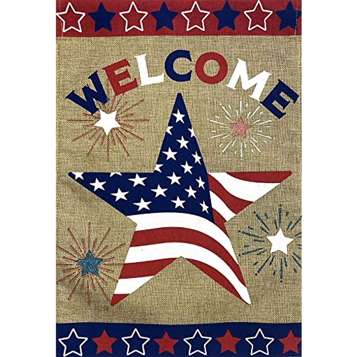 American Star Burlap Garden Flag Patriotic Welcome 12.5" x 18" Briarwood Lane
