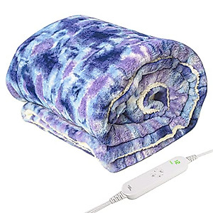 GOQO TOMO Electric Heated Blanket 50" x 60" Throw Wrap with 12 Heating Levels for Home Office Use Gradient Purple-Z5060