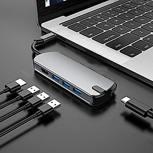Leya-US Spare Part T1905 5 in 1 Multi-Function Type-C/USB-C HUB Expansion Dock (Color : Grey)